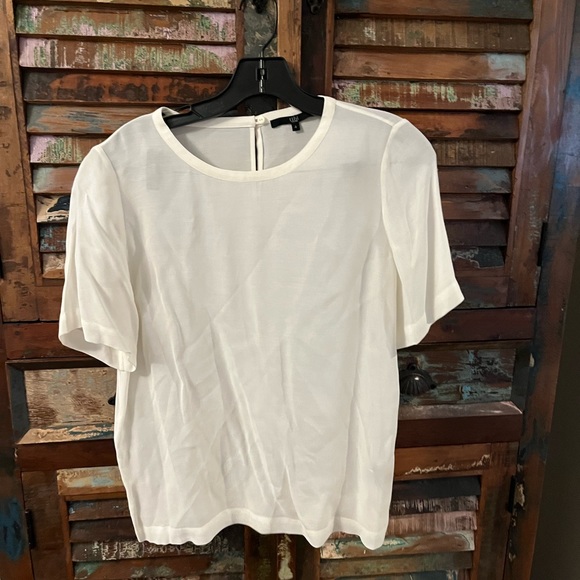 Tibi | Tops | Tibi Crepe White Career Blouse Top Shirt Sheer 4 Work ...